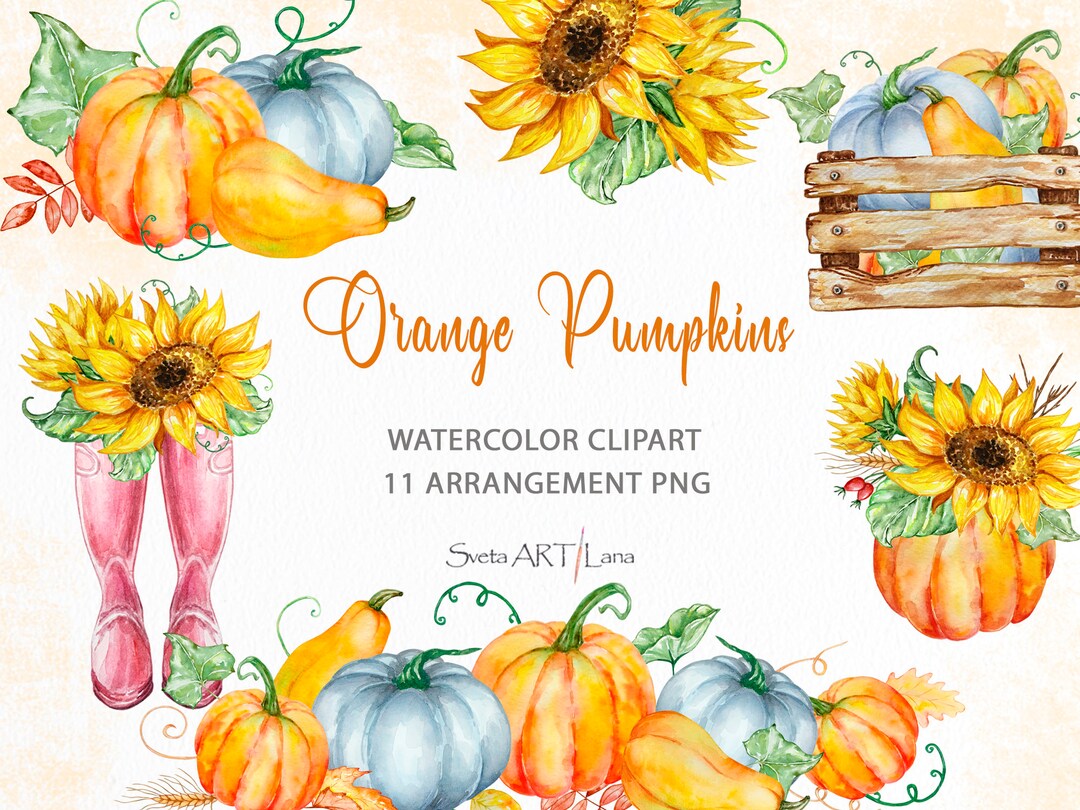 Fall Autumn Orange Pumpkins Clipart Arrangements Autumn Decor Clipar ...