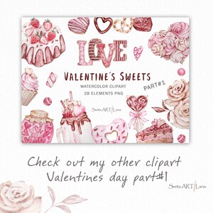 Valentines Day Watercolor Clipart | Pink Valentines | Cute Love Clipart ...