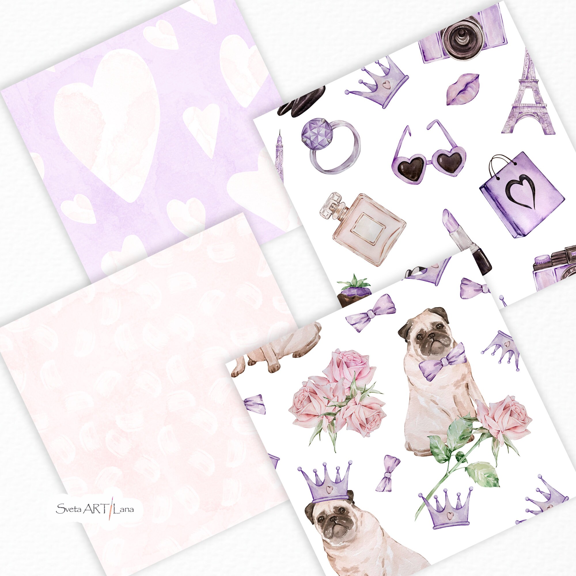 Romantic Digital Paper Watercolor Valentines Seamless - Etsy