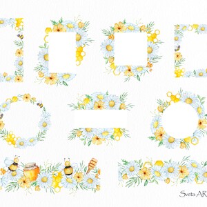 Watercolor Honey Frames Clipart | Daisy Borders Png | Summer Flowers ...
