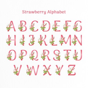 Strawberry Alphabet Clipart | Watercolor Strawberry | Red Letters ...