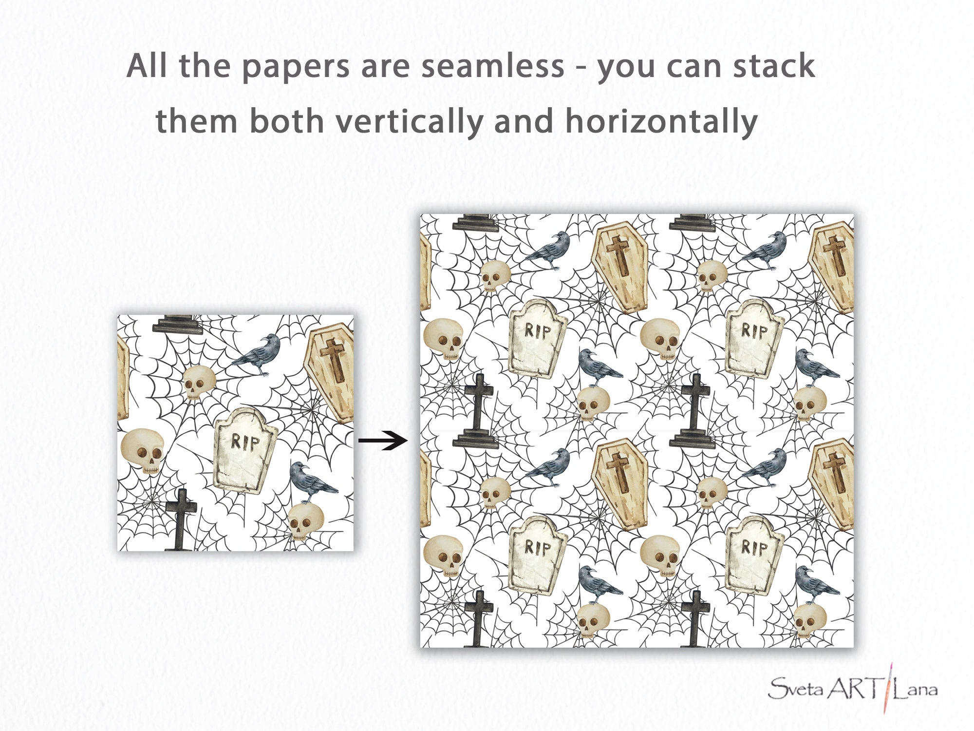 Happy Halloween Digital Papers | Watercolor Spooky Halloween Seamless ...