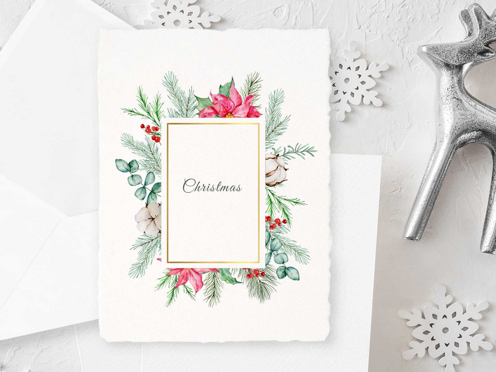 Watercolor Christmas Greenery Frame Clipart Winter Floral - Etsy