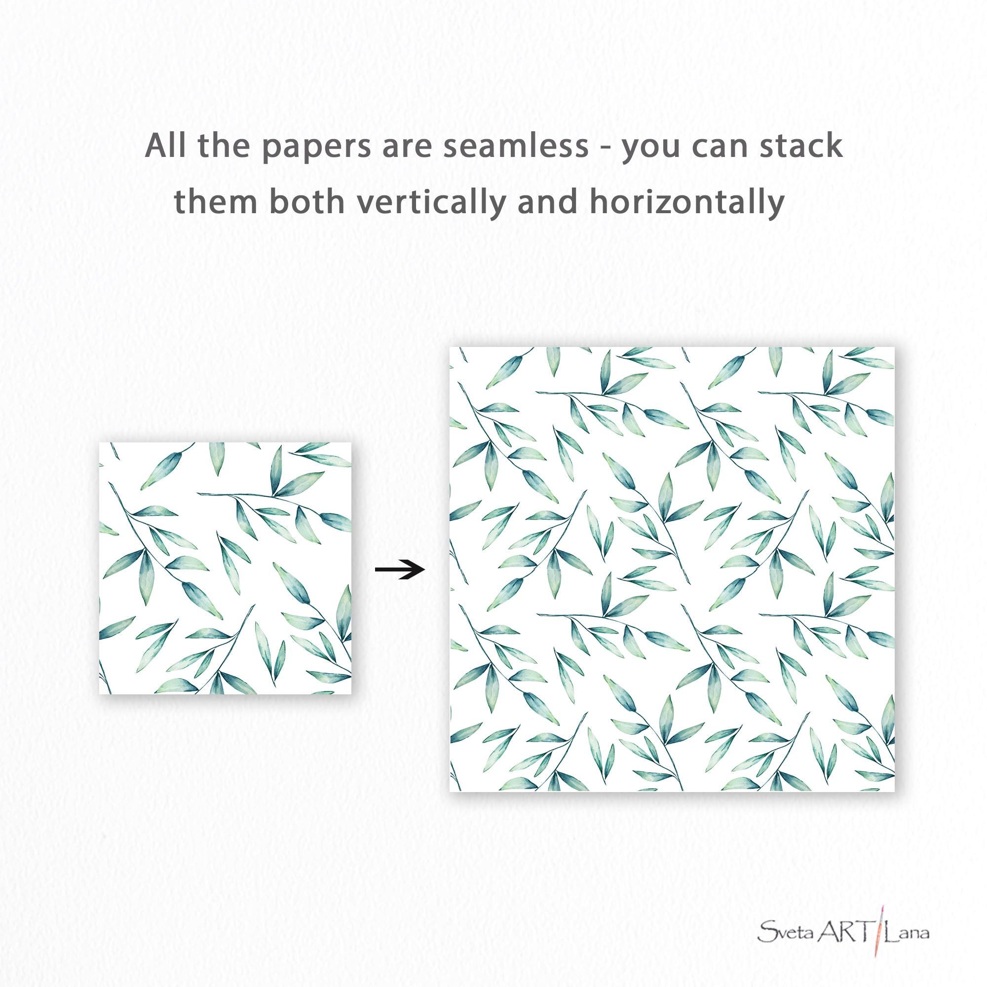 Watercolor Eucalyptus Digital Papers | Wild Floral Paper | Eucalyptus ...