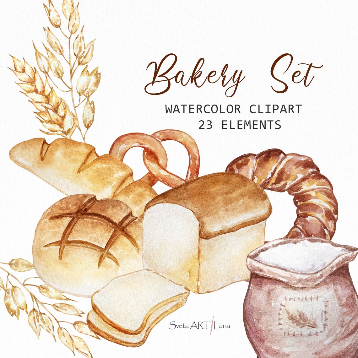 Bread Watercolor Clipart Baking Clip Art Bakery Products - Etsy