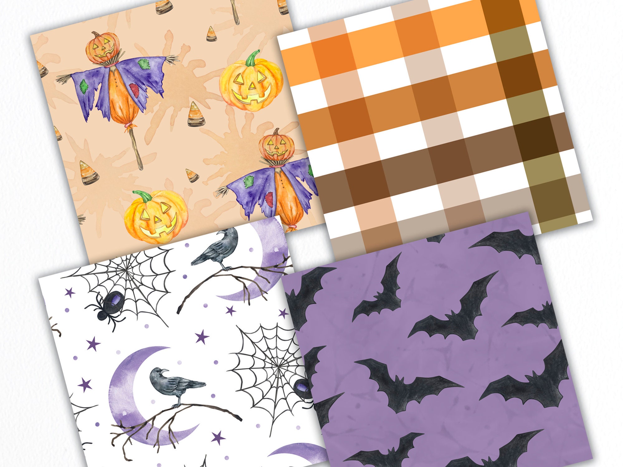 Happy Halloween Digital Papers | Watercolor Spooky Halloween Seamless ...