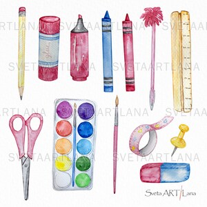 School Watercolor Clipart | Kids Clipart | Educational Clipart ...