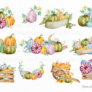 Watercolor Autumn Pumpkins Clipart | Fall Pumpkins Png | Watercolor ...