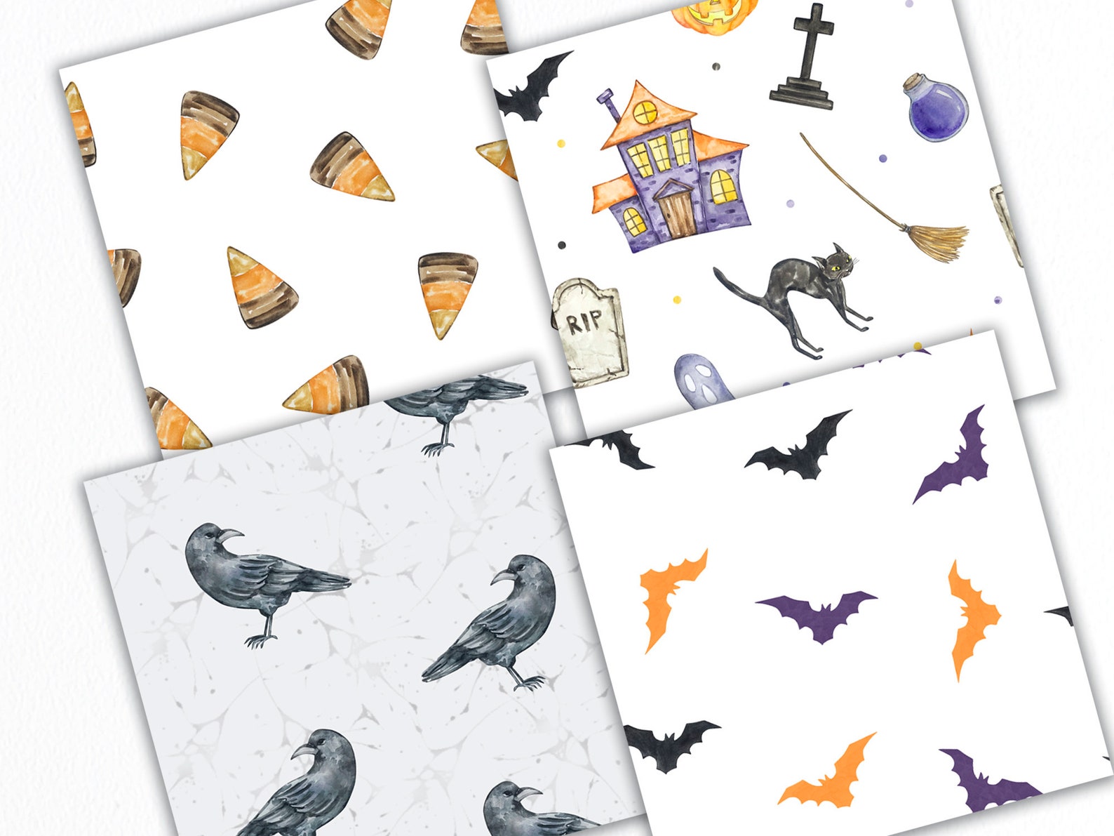 Happy Halloween Digital Papers | Watercolor Spooky Halloween Seamless ...