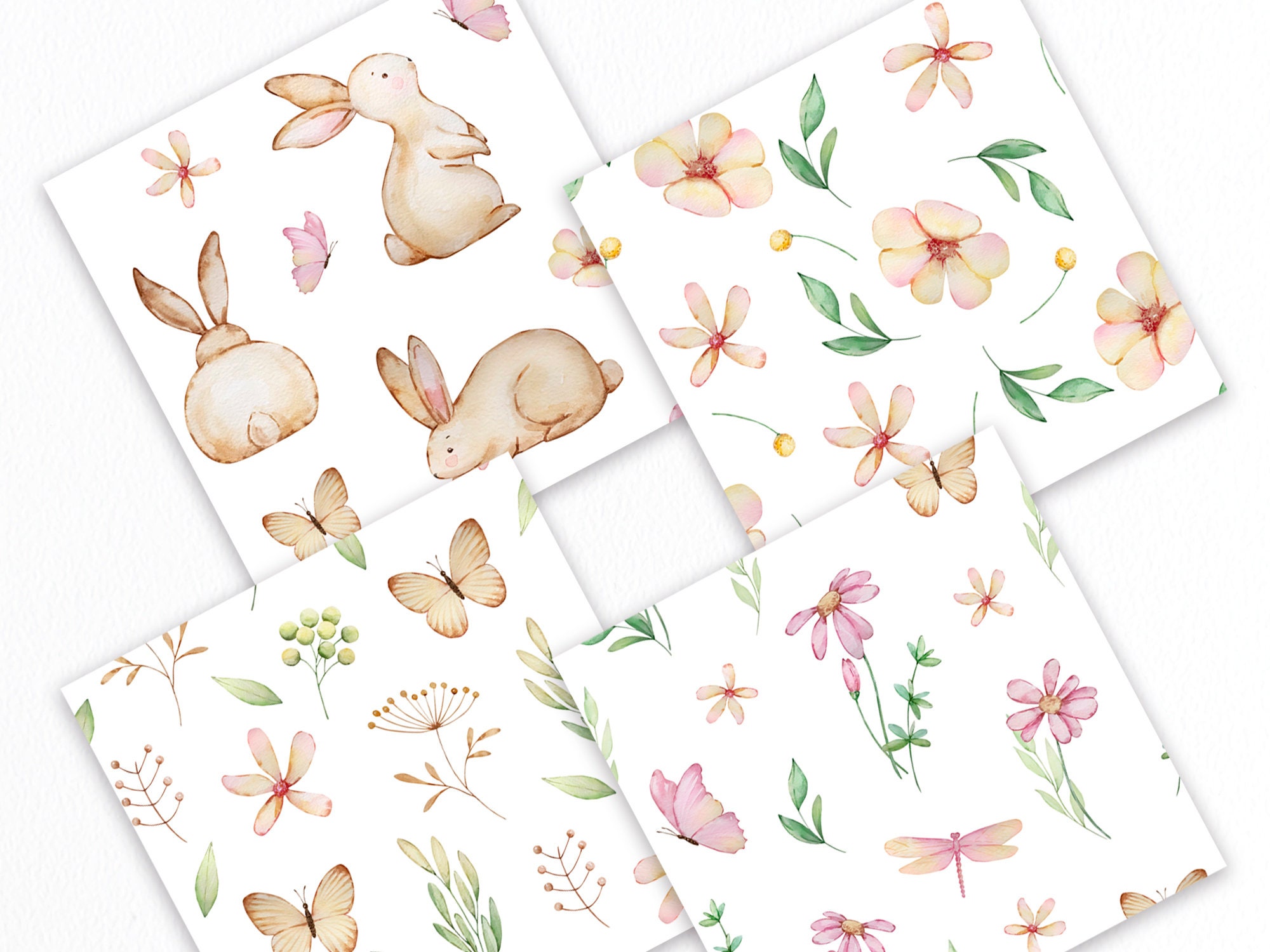 Watercolor Easter Digital Paper Spring Seamless Pattern Cute | Etsy