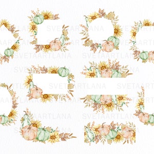 Watercolor Thanksgiving Frame Clipart | Holiday Pumpkin PNG | Autumn ...