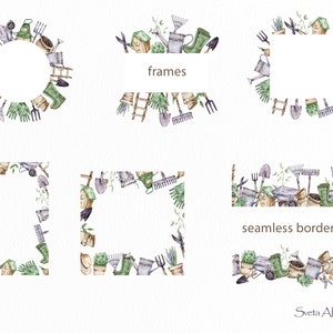 Watercolor Gardening Clipart | Farmhouse Garden Clipart | Spring Rustic ...