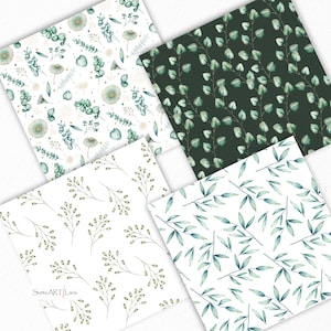 Watercolor Eucalyptus Digital Papers | Wild Floral Paper | Eucalyptus ...
