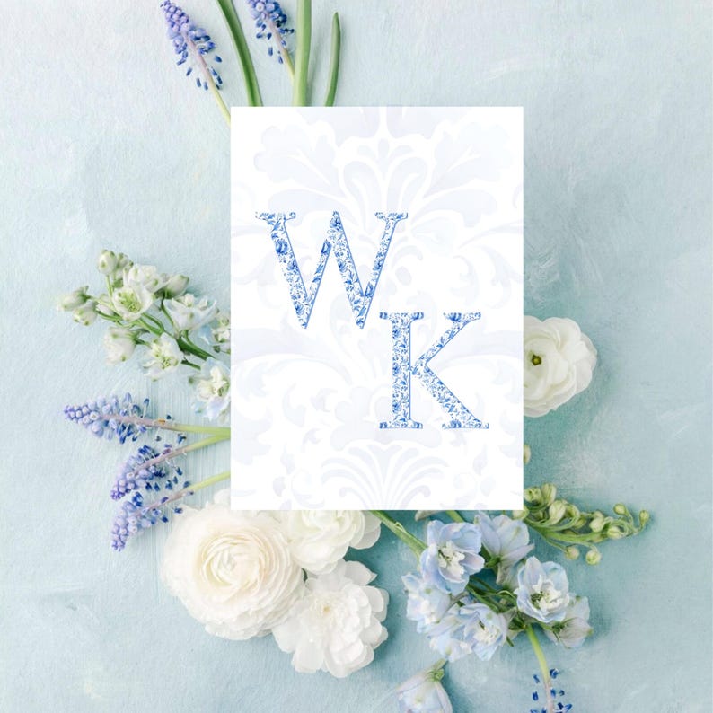 Watercolor Blue Chinoiserie Alphabet Clipart | Blue Letters | Floral ...