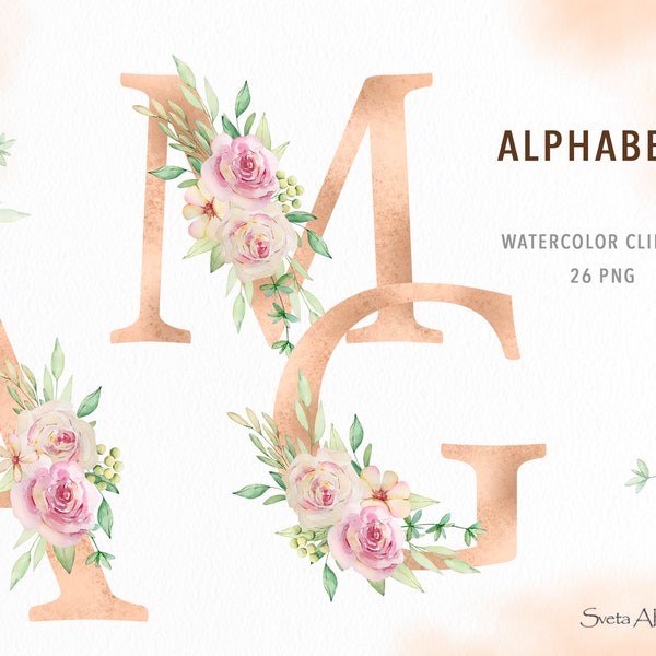Floral Alphabet Clipart - Etsy UK