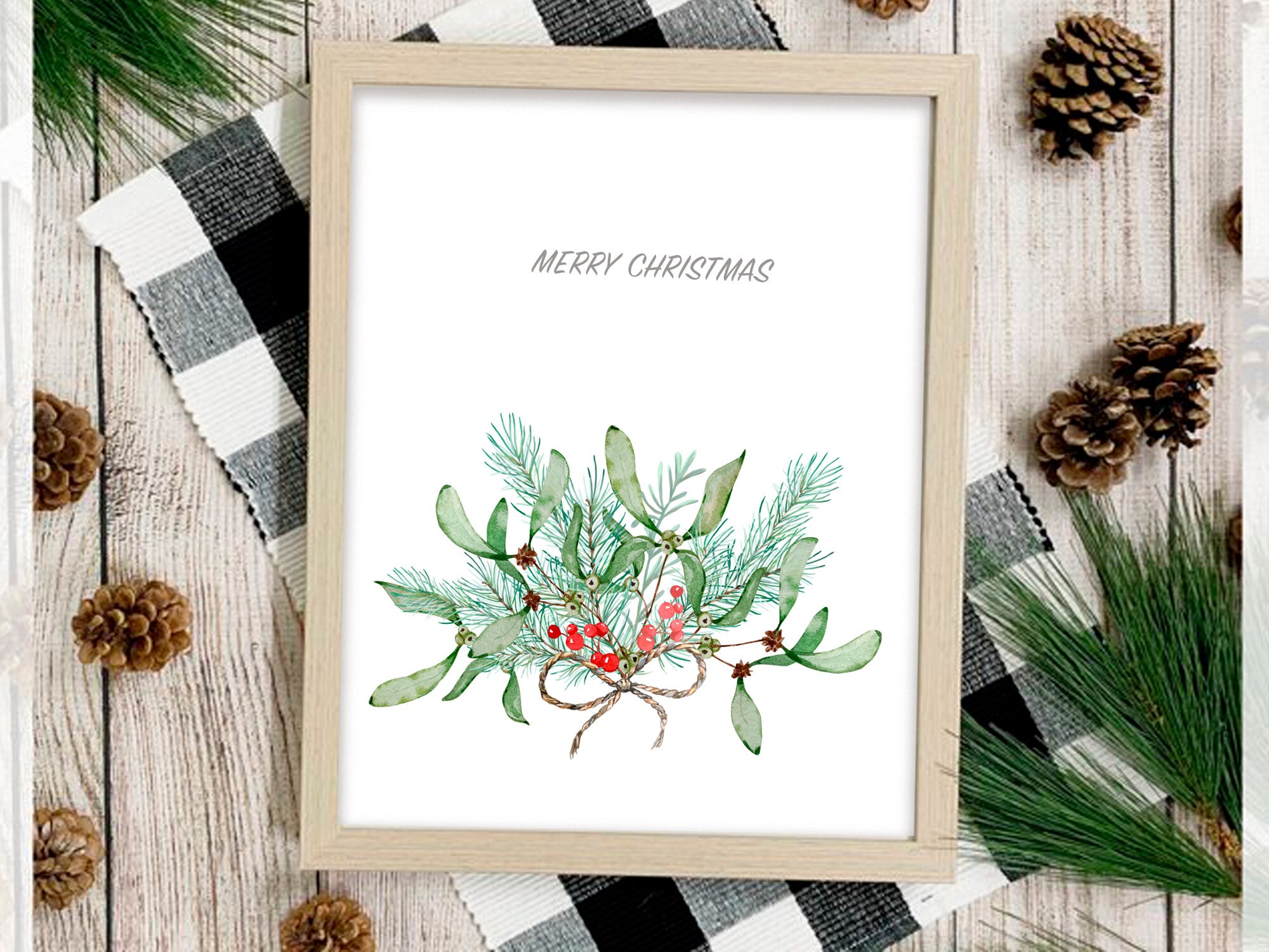 Watercolor Christmas Greenery Frames Clipart Christmas - Etsy