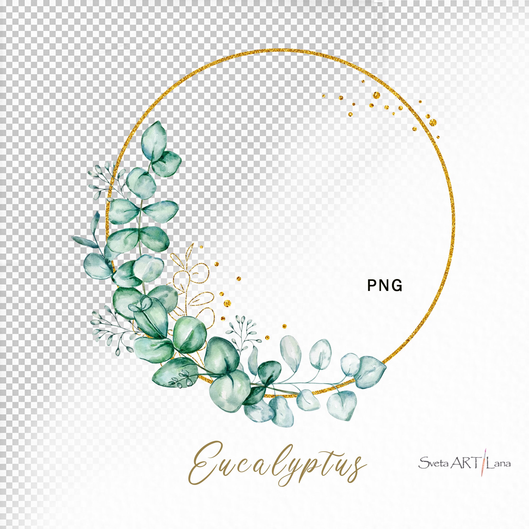 Watercolor Eucalyptus Wreath Clipart Greenery Wreath Rustic - Etsy