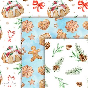 Watercolor Christmas Gingerbread Digital Paper | Winter Sweets Seamless ...