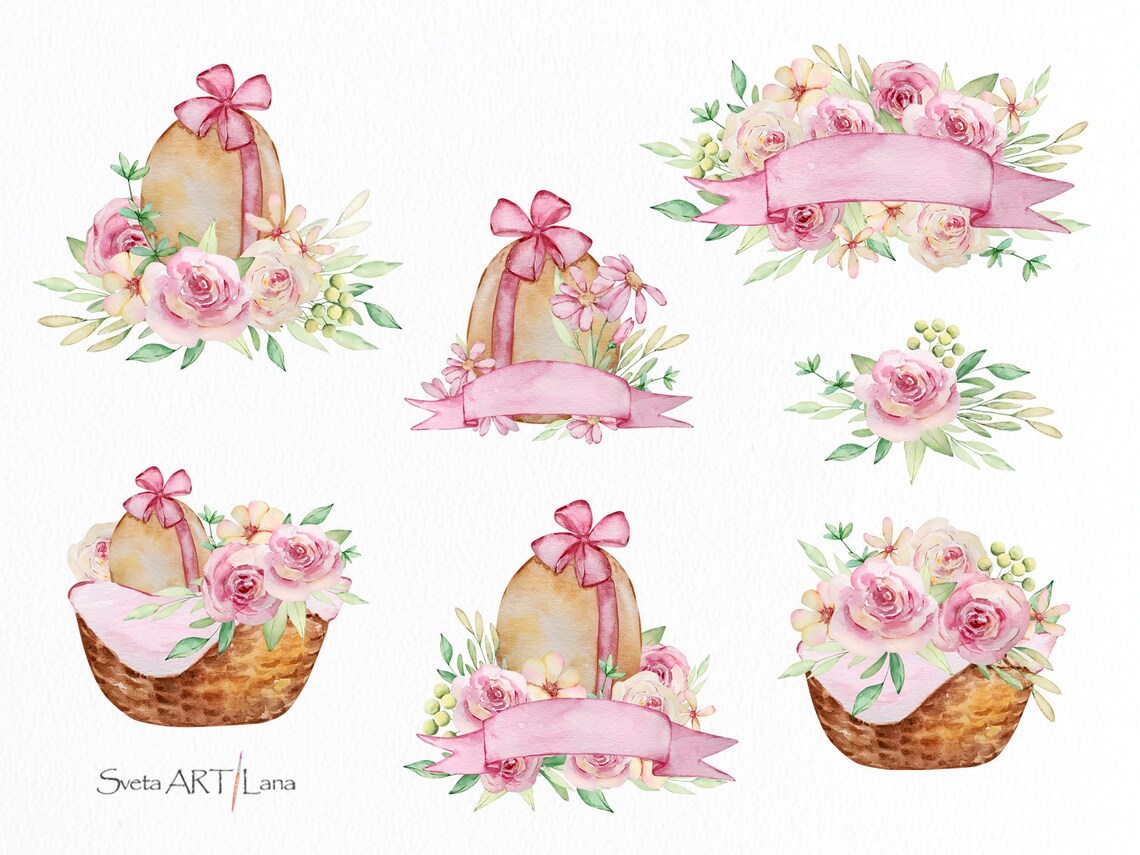 Easter Bunny Clipart Watercolor Cute Easter Clipart - Etsy