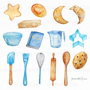 Watercolor Baking Clipart. Home Bakery Cooking Clipart - Etsy