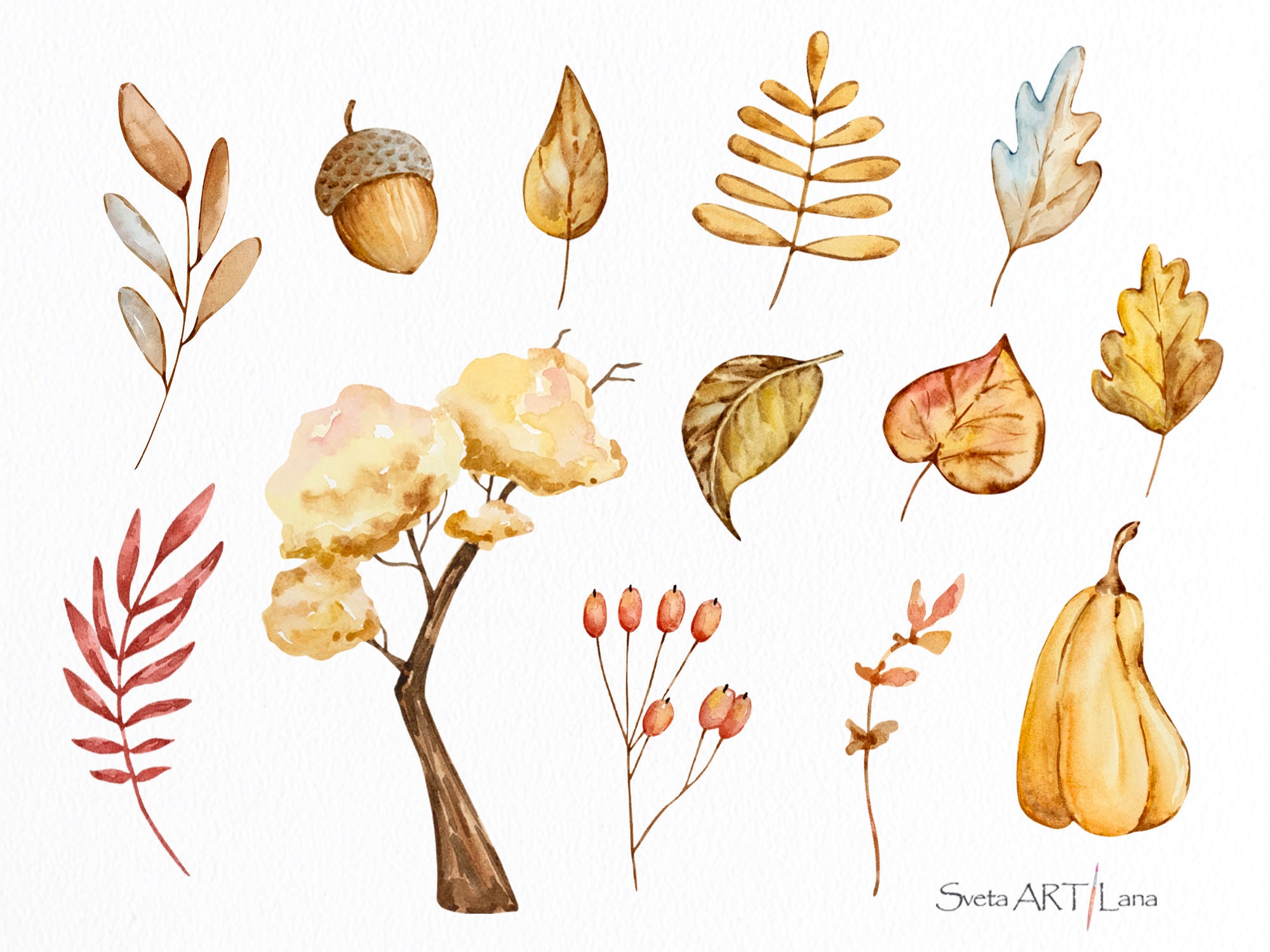 Watercolor Cozy Autumn Clipart Pumpkin Clipart Happy - Etsy