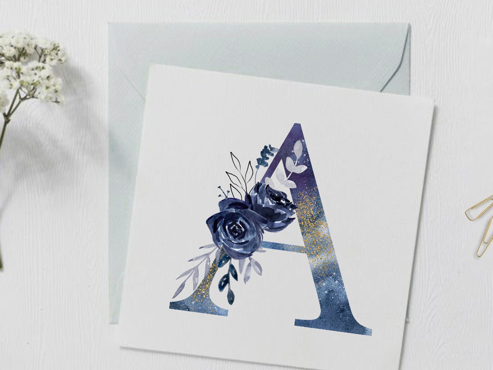 Floral Alphabet Watercolor Clipart | Dark Blue Letters Png | Navy Blue ...