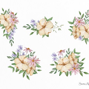 Watercolor Spring Garden Flowers Clipart Bouquet Flowers - Etsy