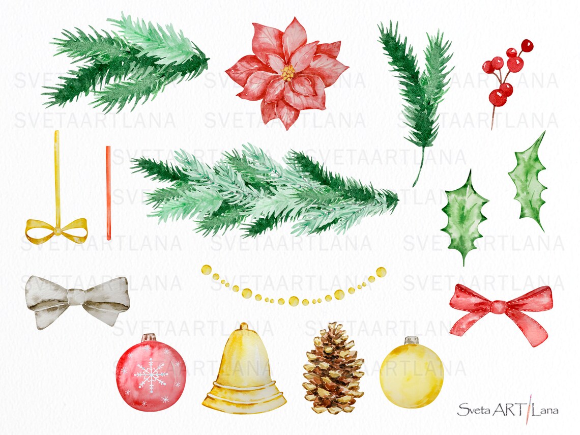 Christmas Stocking Clipart Watercolor Christmas Socks - Etsy