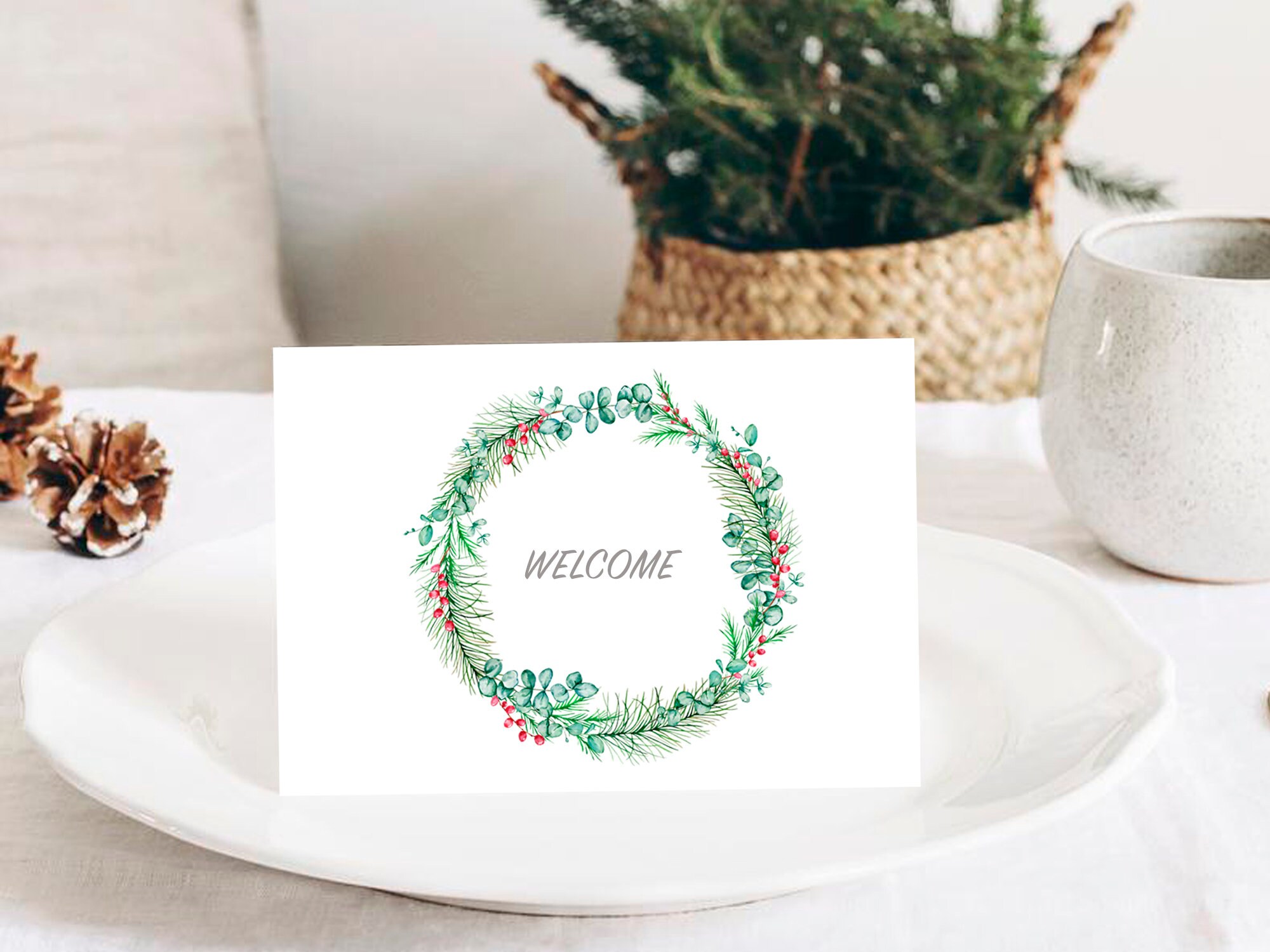 Watercolor Christmas Greenery Frames Clipart Christmas - Etsy