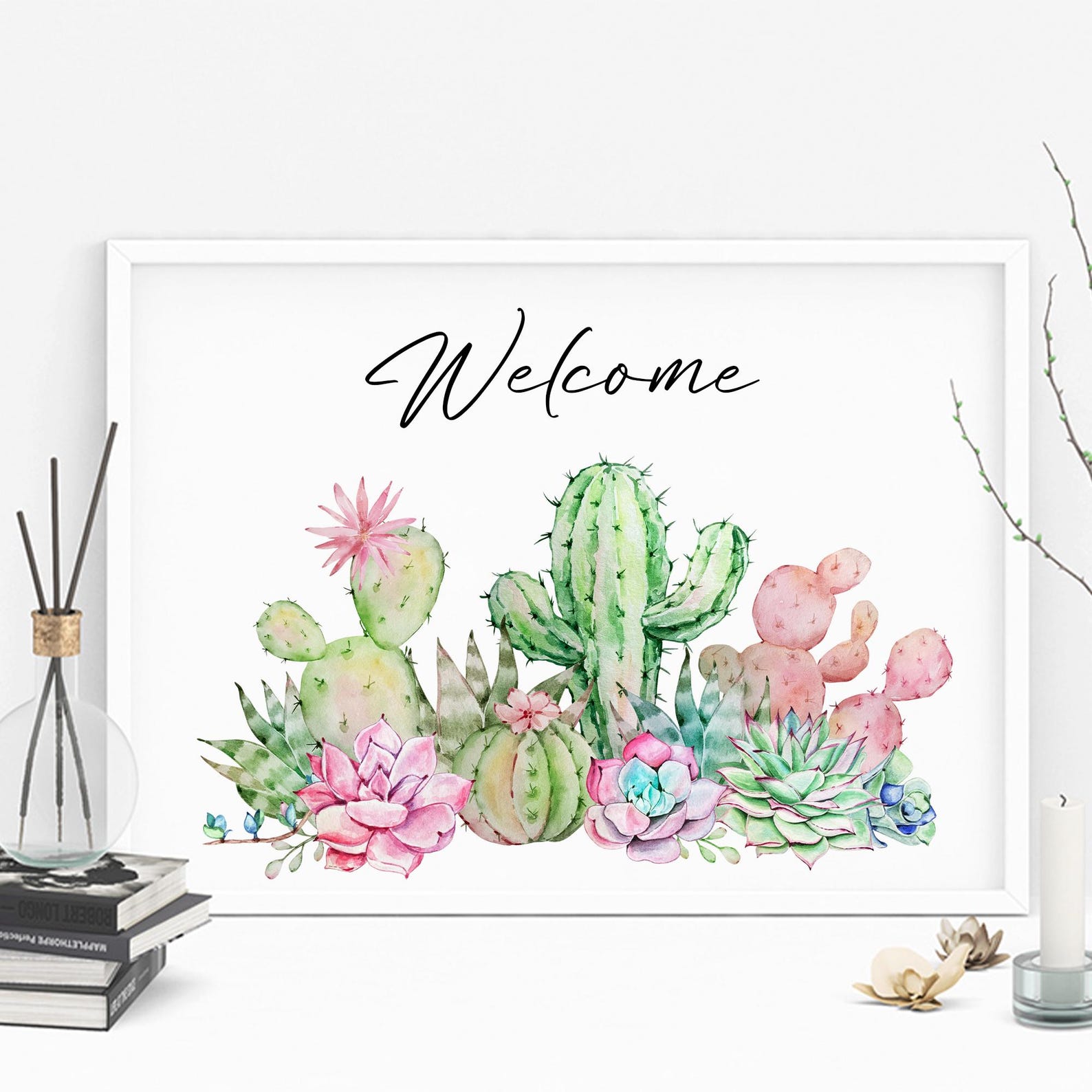 Watercolor Cactus Clipart | Cactus Frames | Mexican Cacti Greenery ...