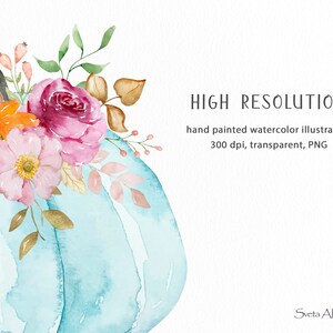 Watercolor Pumpkin Clipart | Autumn Pastel Pumpkins | Fall Floral ...