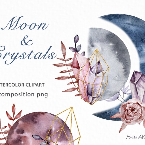 Watercolor Moon - Etsy