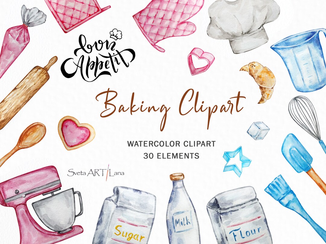 Watercolor Baking Clipart | Home Bakery Products | Cooking Clipart ...