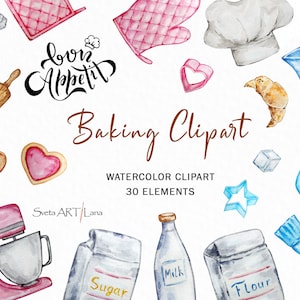 Watercolor Baking Clipart | Home Bakery Products | Cooking Clipart ...