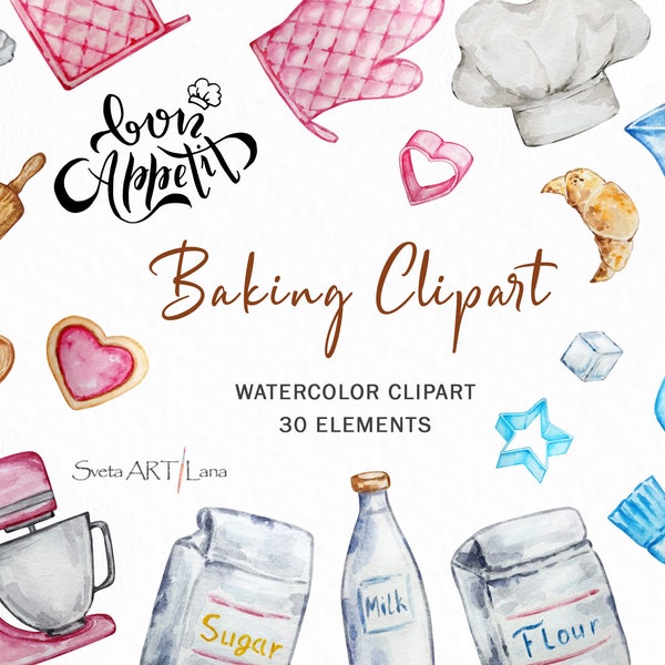 Baking Ingredients Clipart - Etsy