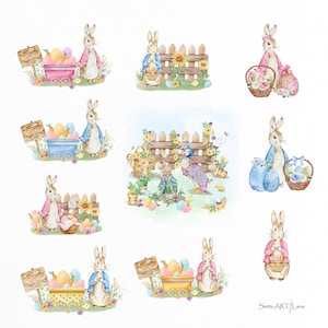 Peter Rabbit Happy Easter Clipart | Watercolor Rabbit PNG | Easter ...