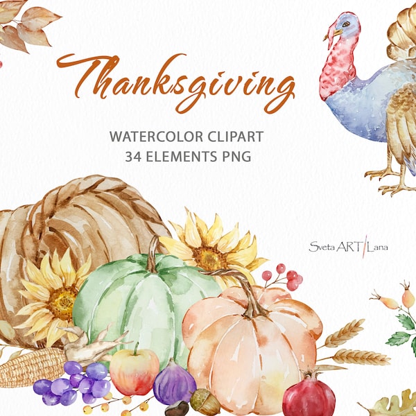 Thanksgiving Clipart - Etsy