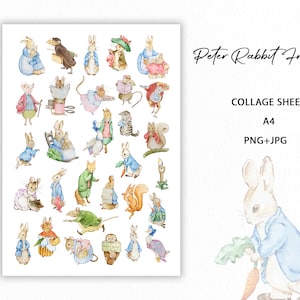 Peter Rabbit Friends Collage Sheet | Watercolor Animal | Beatrix Potter ...