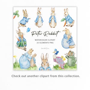 Peter Rabbit Garden Collage Sheet | Watercolor Animal | Beatrix Potter ...