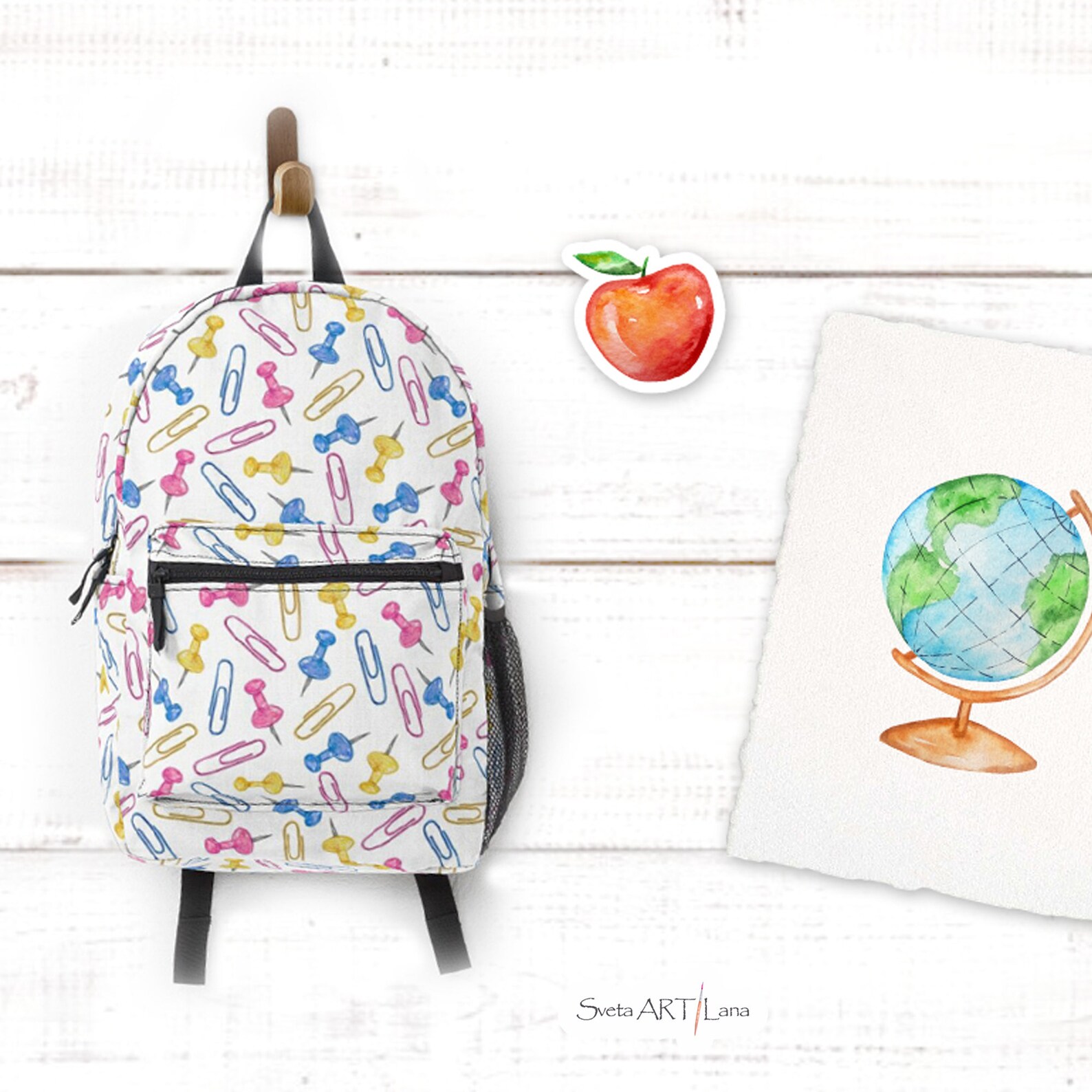 Papeles digitales escolares Acuarela Aula Útiles escolares | Etsy