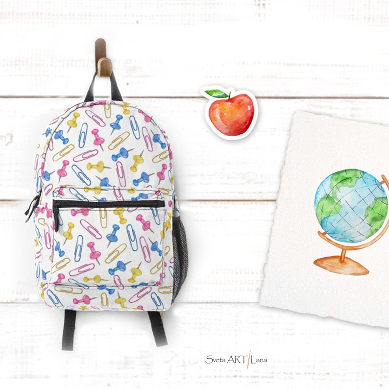 School Digital Papers | Watercolor Classroom School Supplies Digital ...