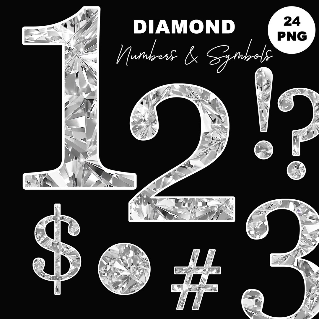Silver Diamond Numbers Clipart | Shiny Numbers and Symbols Clipart ...