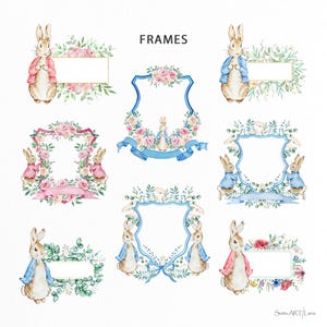 Peter Rabbit Clipart | Watercolor Floral Rabbit PNG | Beatrix Potter ...