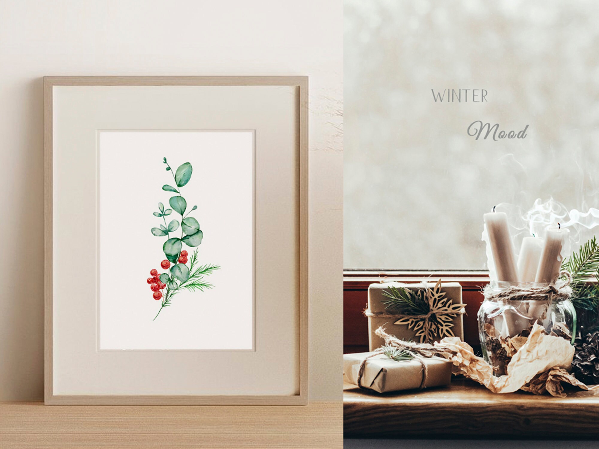 Watercolor Winter Greenery Bouquets Christmas Floral Holly | Etsy