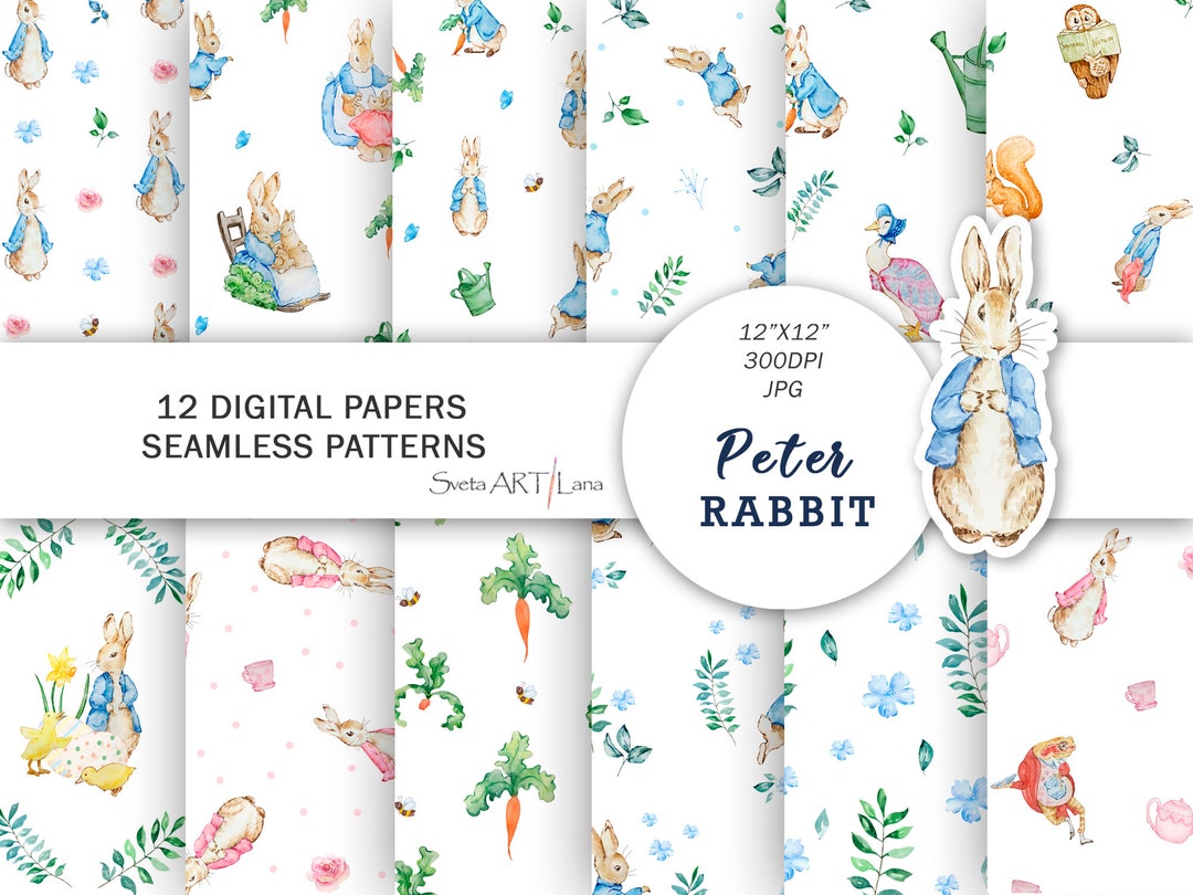Peter Rabbit Digital Paper | Watercolor Rabbit and Friends Characters ...