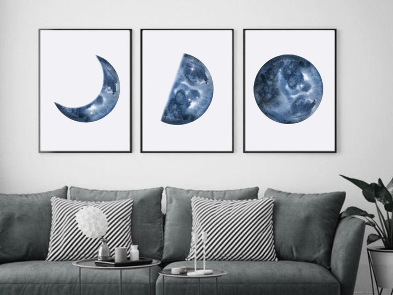 Watercolor Moon Phases Clipart Lunare Graphic Set Watercolor | Etsy
