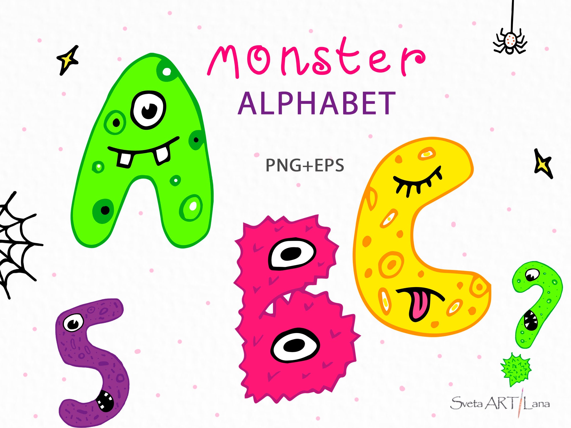 Monster Alphabet Characters Halloween Alphabet clipart | Etsy