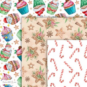 Watercolor Christmas Gingerbread Digital Paper | Winter Sweets Seamless ...