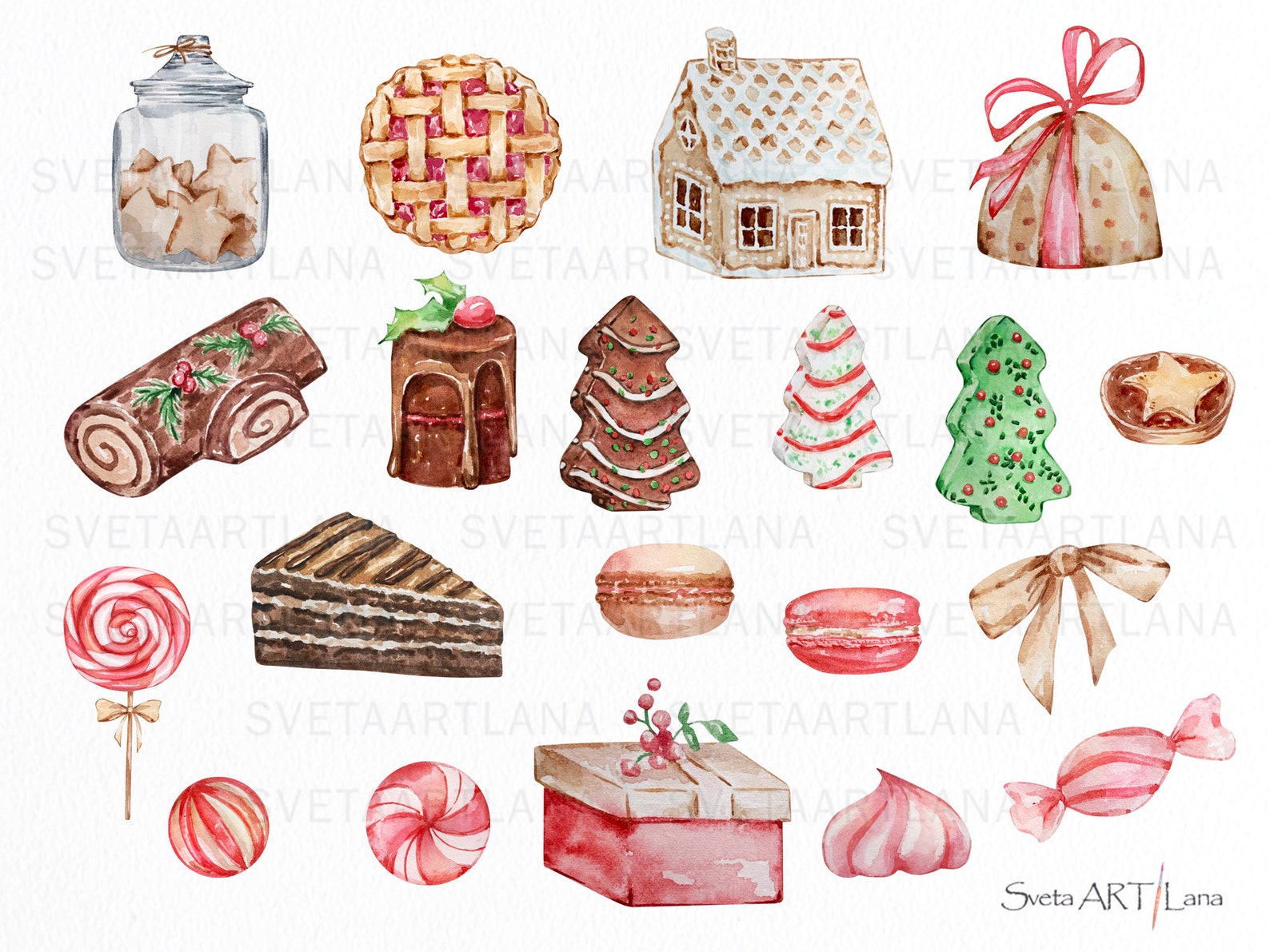 Watercolor Christmas Sweets Clipart Holiday Baking Clipart - Etsy