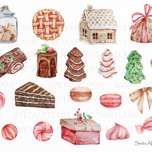 Watercolor Christmas Sweets Clipart | Holiday Bakery Products Clipart ...